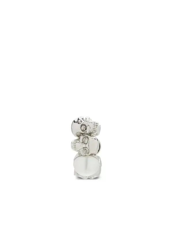 Alexander McQueen Skull And Pearl Single Hoop Earring - Neutrals