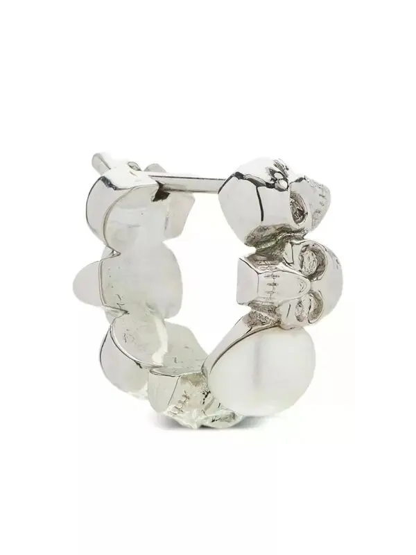 Alexander McQueen Skull And Pearl Single Hoop Earring