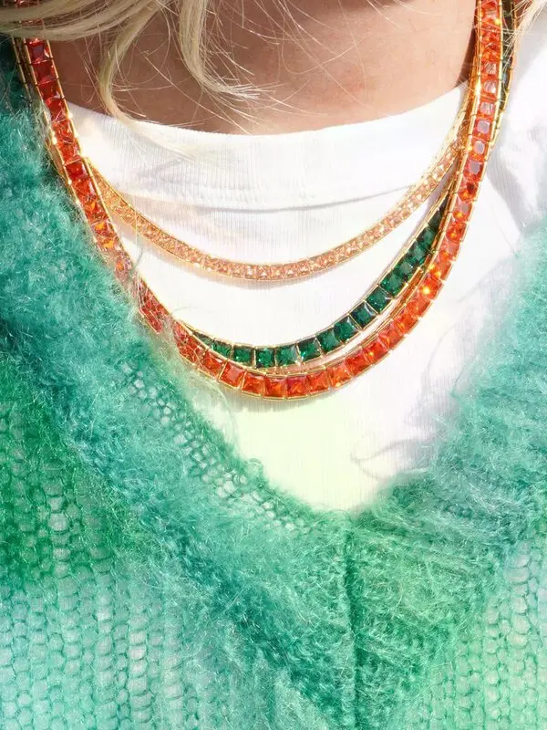IZABEL DISPLAY Tennis Square Necklace - Orange