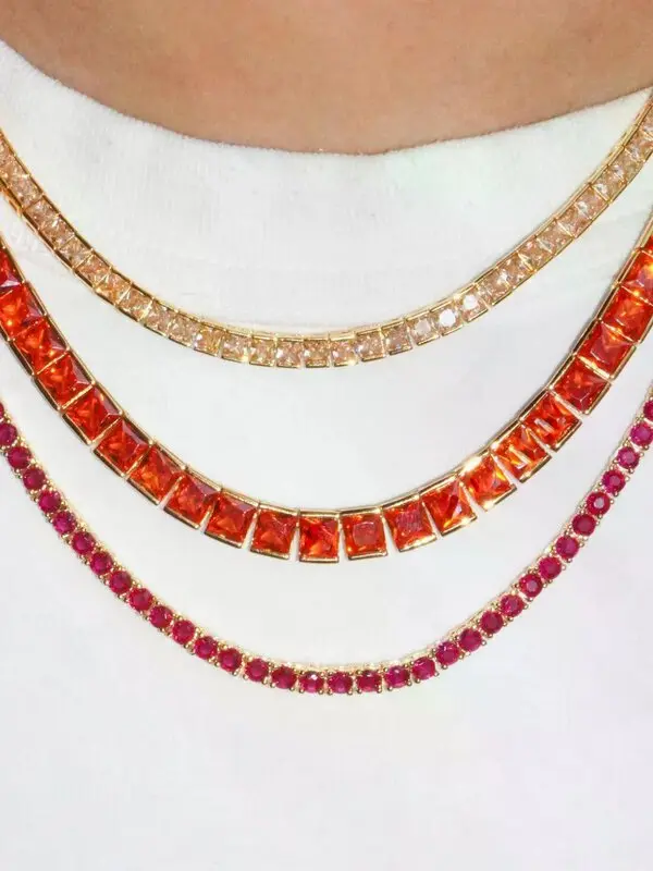 IZABEL DISPLAY Tennis Square Necklace - Orange