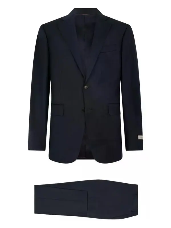 Canali Two-button Logo-patch Suit - Blue
