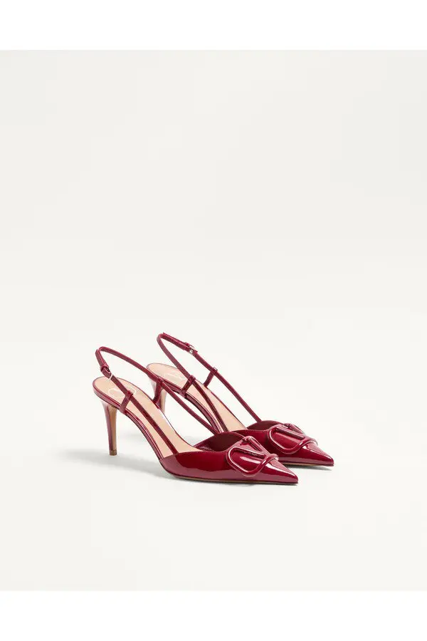 Valentino Garavani Vlogo Signature Patent Leather Slingback Pump 80mm - Red