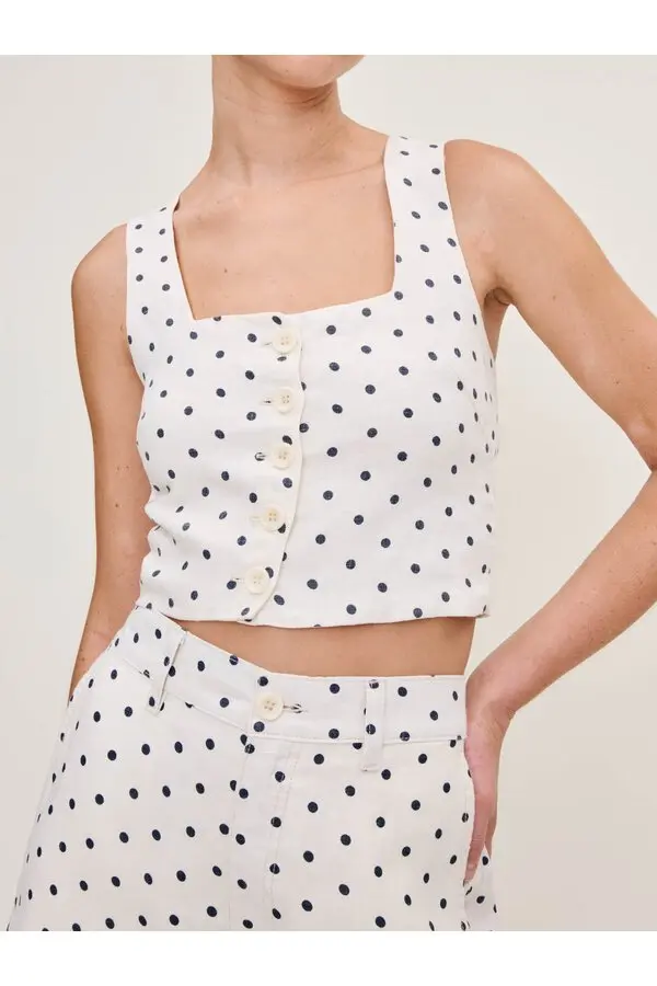 DL1961 Lizzie Polka Dot Cropped Top