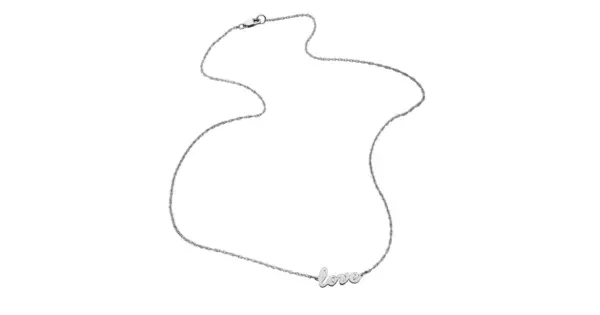 Jennifer Zeuner Jewelry Addison "love" Script Necklace In 14k White - Gold