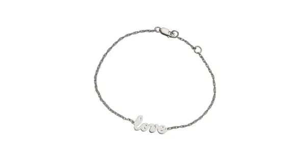 Jennifer Zeuner Jewelry Addison "love" Script Necklace In 14k White - Gold