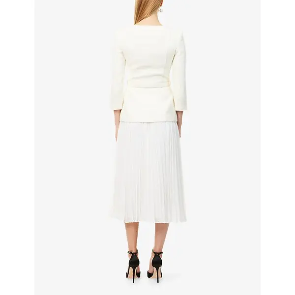 SELF-PORTRAIT Boucle Chiffon Midi Dress - Cream | Editorialist