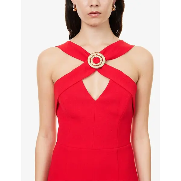 Rebecca Vallance Embellished Stretch-Woven Midi Dress In Red - 68% Off |  Editorialist