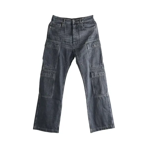 Rick Owens Denim Double Cargo Jeans - Grey