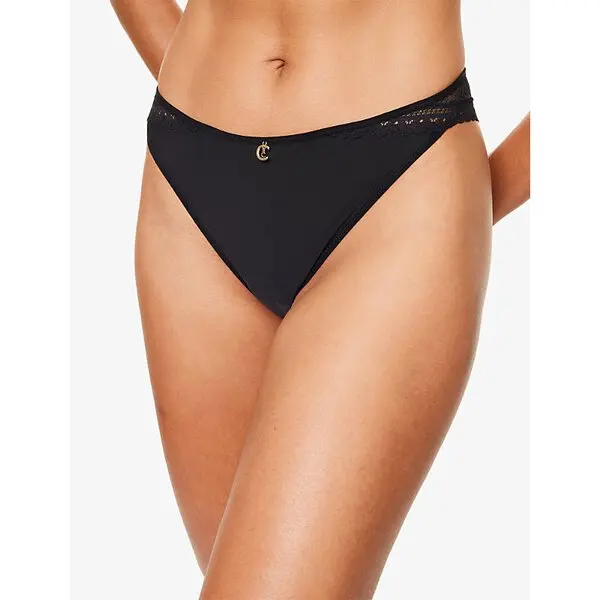 Chantelle Romance Lace-panel Thong - Black