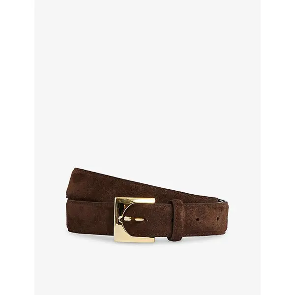 REISS Suede Belt - Chocolate