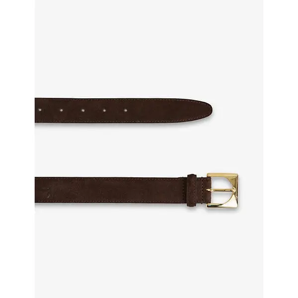 REISS Belinda Suede Belt - Chocolate