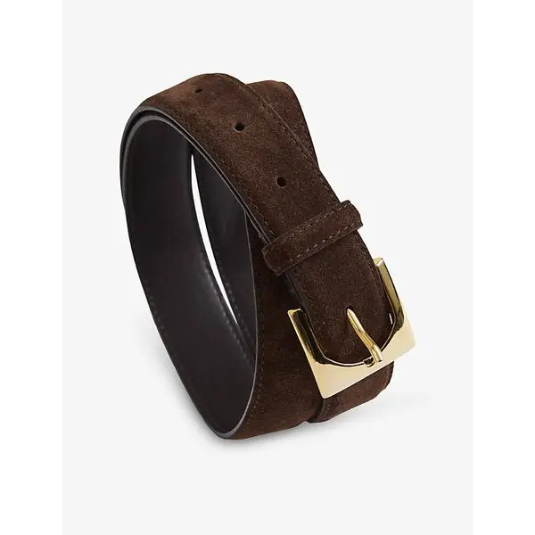 REISS Belinda Suede Belt - Chocolate