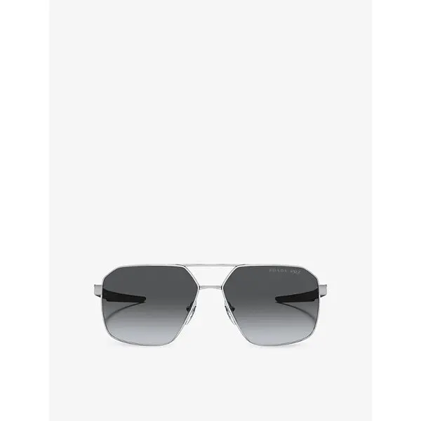 Prada Ps 55ws Irregular-frame Metal Sunglasses - Silver