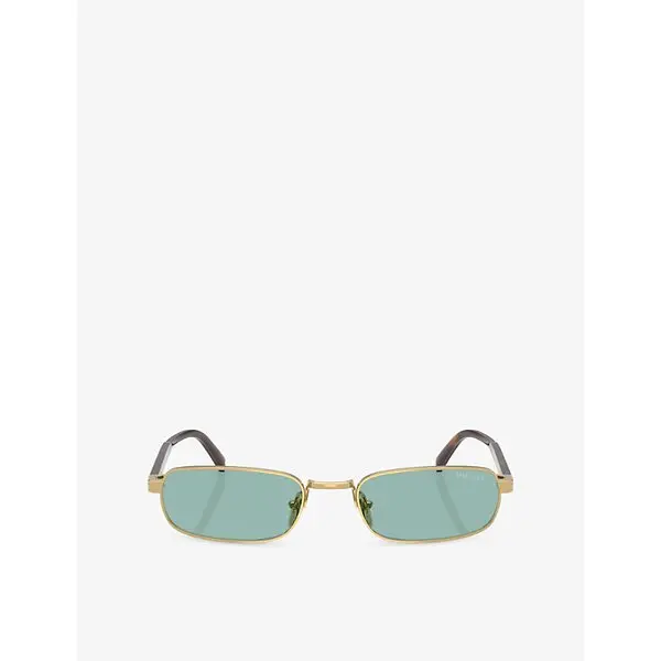 Prada Rectangle-frame Metal Sunglasses - Gold