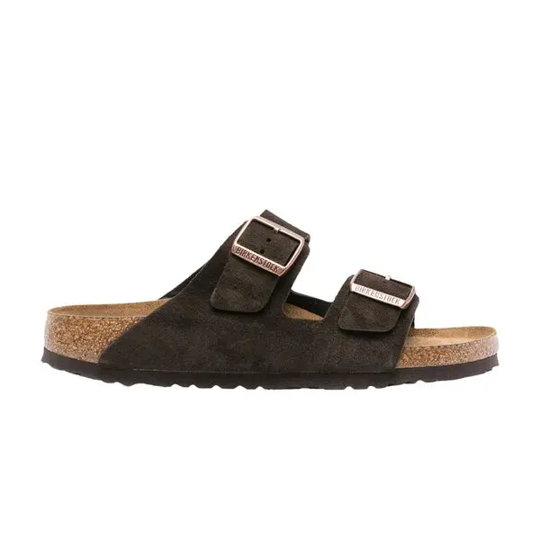 BIRKENSTOCK Arizona Soft Footbed Suede Slides - Brown