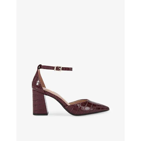 Carvela Crocodile-embossed Faux-leather Courts - Red