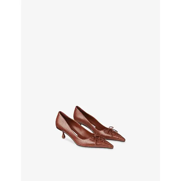 JIMMY CHOO Scarlett 50 Printed Leather Pumps - Cognac