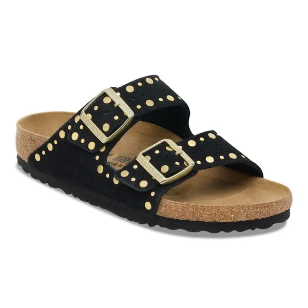 BIRKENSTOCK Arizona Rivet Suede Leather Sandals - Black