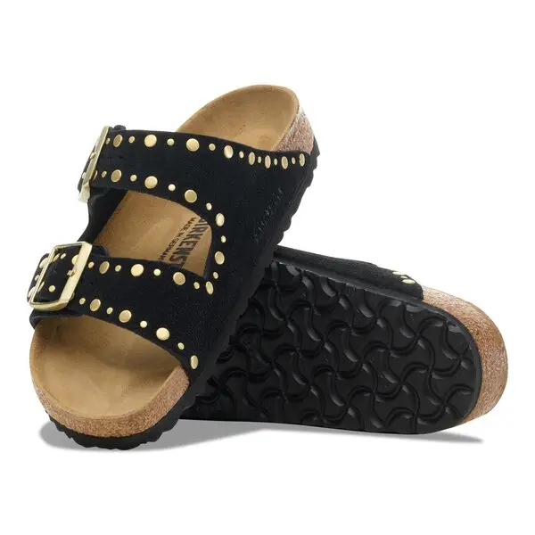 BIRKENSTOCK Arizona Rivet Suede Leather Sandals - Black