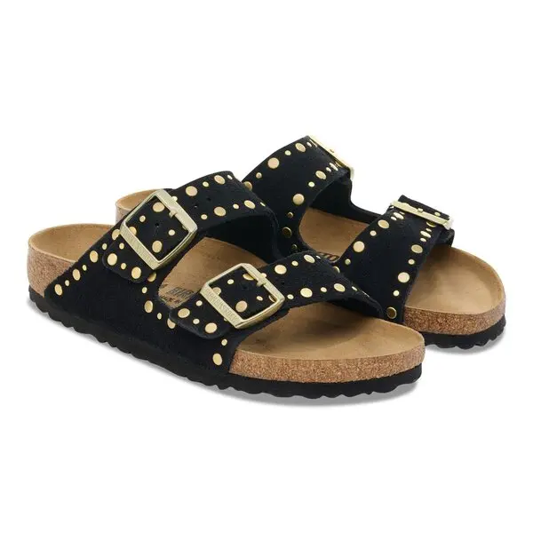 BIRKENSTOCK Arizona Rivet Suede Leather Sandals - Black