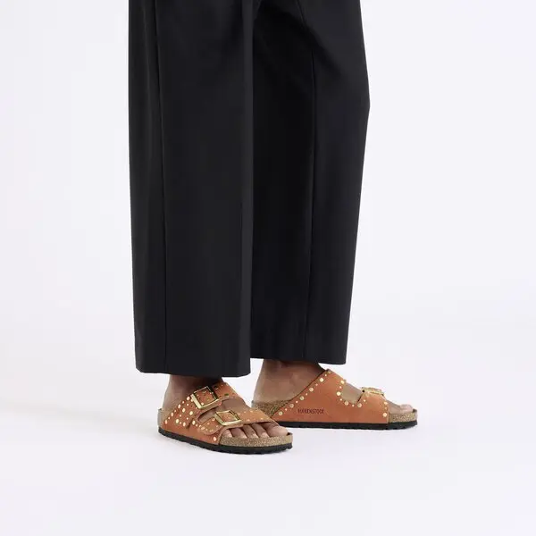 BIRKENSTOCK Arizona Rivet Suede Leather Sandals - Dark Rust