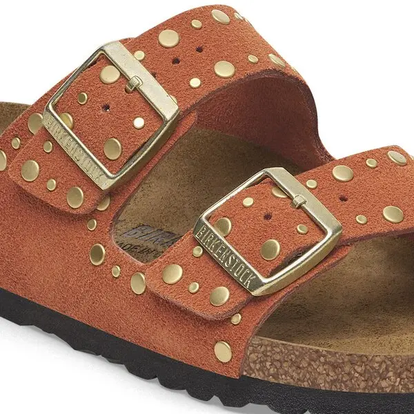 BIRKENSTOCK Arizona Rivet Suede Leather Sandals - Dark Rust