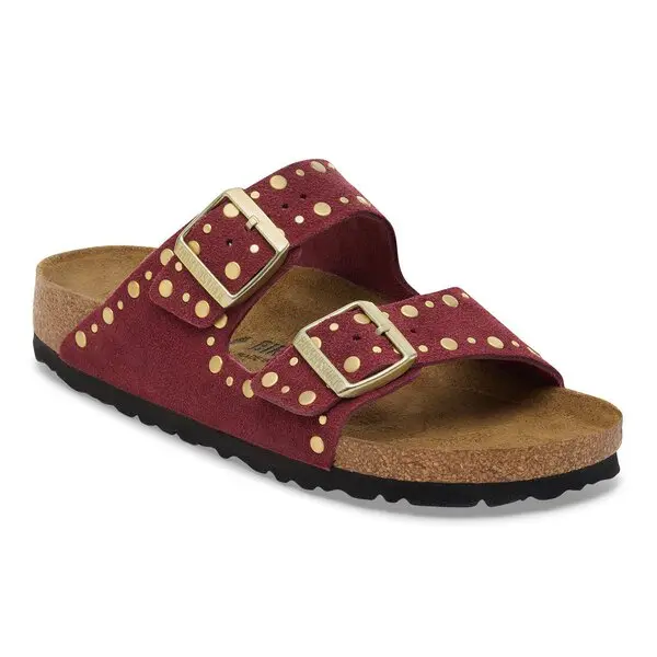 BIRKENSTOCK Arizona Rivet Suede Leather Sandals - Zinfandel