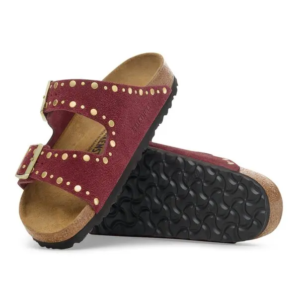 BIRKENSTOCK Arizona Rivet Suede Leather Sandals - Zinfandel