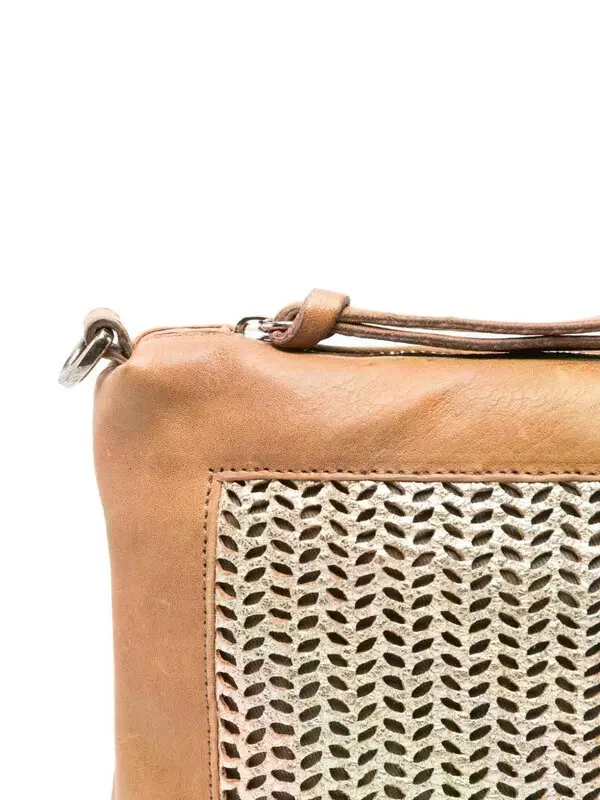 SOMMET Leather Woven-panel Shoulder Bag