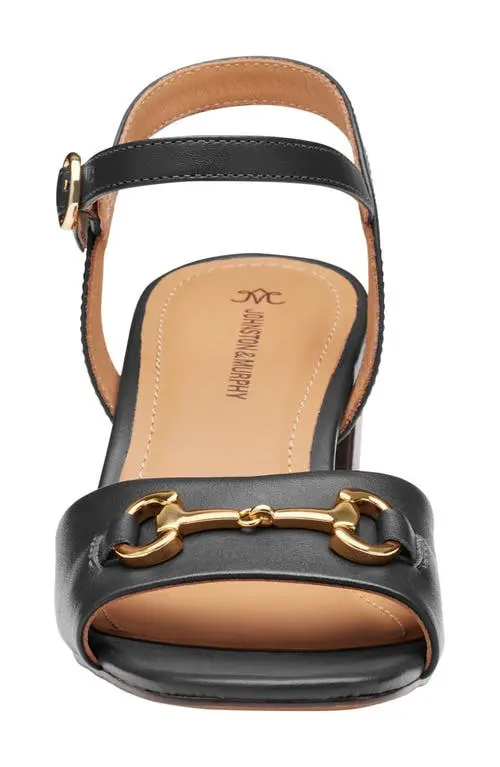 JOHNSTON & MURPHY COLLECTION Edith Ankle Strap Sandals - Black Glove Leather