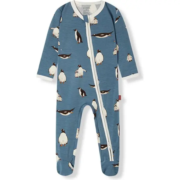 MILKBARN Luxe Stretch Zipper Footed Romper - Penguin
