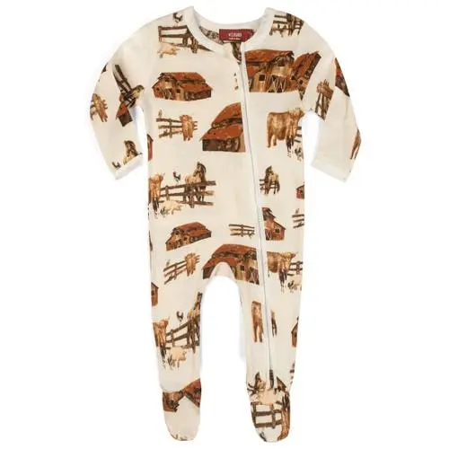 MILKBARN Organic Cotton Zipper Footed Romper - Homestead