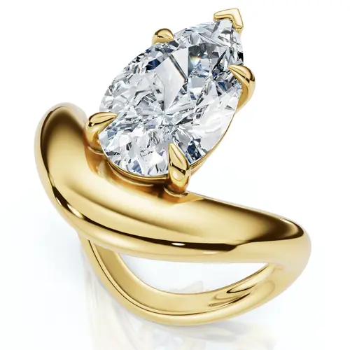 BLISS DIAMOND Certified 2ct Minali Pear Lab Grown Diamond Engagement Ring - 14k Yellow Gold