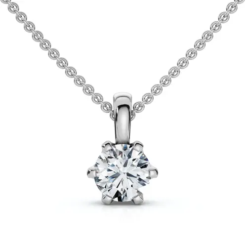 BLISS DIAMOND 1/4ct Lab Grown Round Diamond 18" Pendant Necklace - White Gold