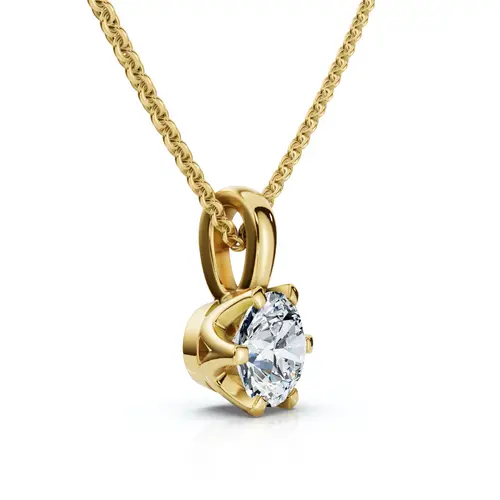 BLISS DIAMOND 1/4ct Lab Grown Round Diamond 18" Pendant Necklace - Yellow Gold