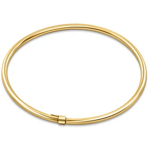 BLISS DIAMOND 18k Gold Plated Silver 3mm Bangle Bracelet - 18k Yellow Gold