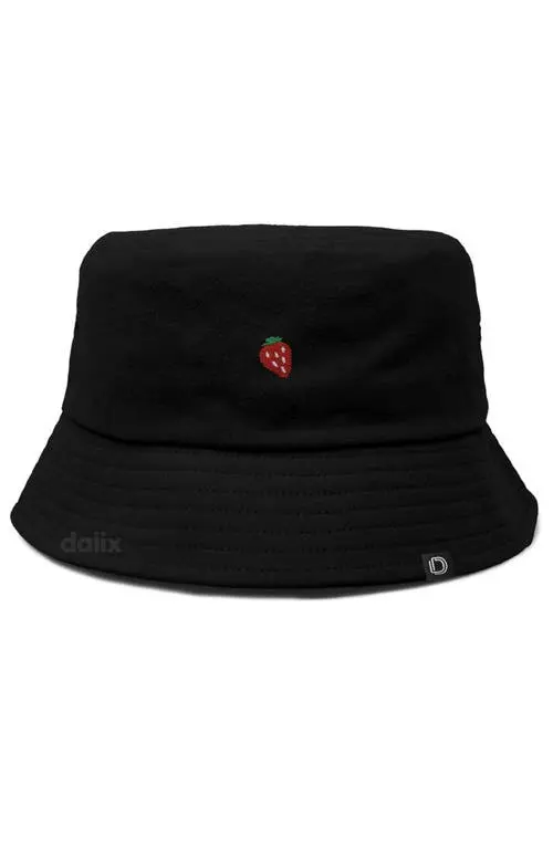 DALIX Strawberry Bucket Hat - Black