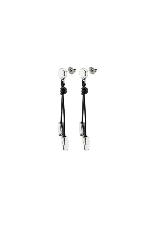 UNODE50 Leather Beaded Drop Earrings