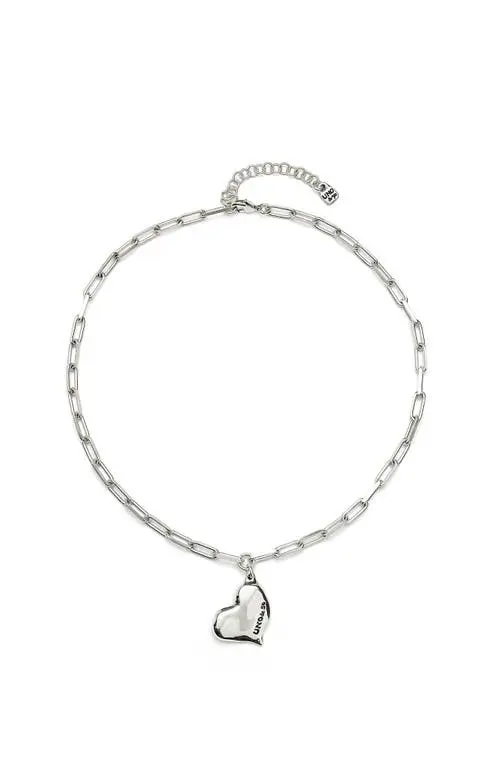 UNODE50 Medium Heart Link Necklace - Silver