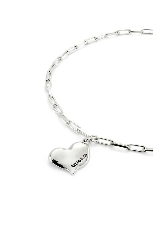UNODE50 Medium Heart Link Necklace - Silver