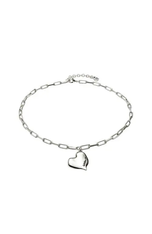 UNODE50 Medium Heart Link Necklace - Silver
