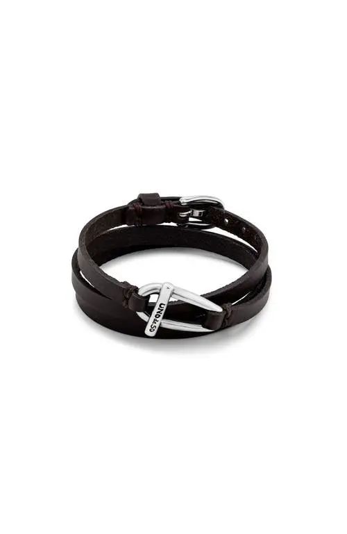 UNODE50 Leather Link Bracelet - Silver
