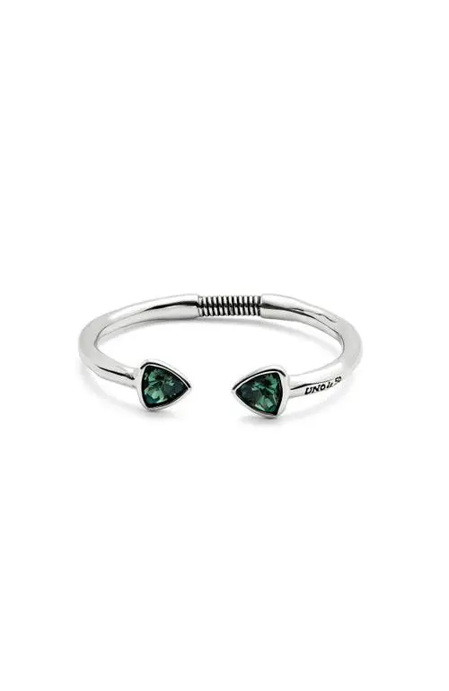 UNODE50 Green Crystal Cuff - Silver