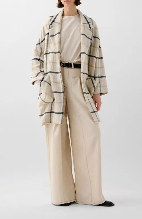 SCALPERS Checked Coat - Ivory