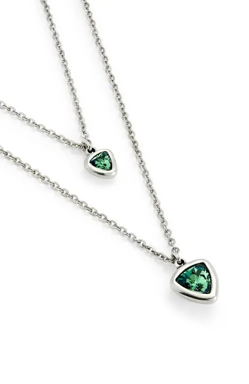 UNODE50 Green Crystal Triangle Pendant Necklace