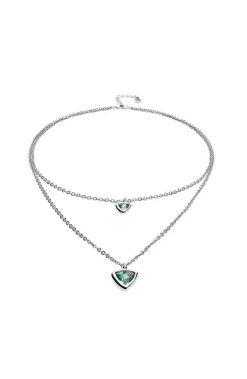 UNODE50 Green Crystal Triangle Pendant Necklace