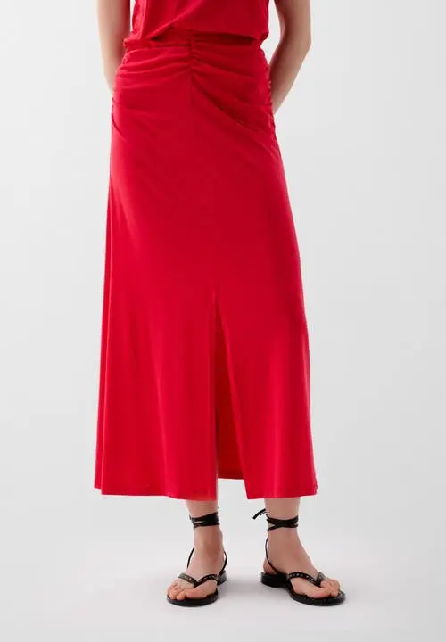 SCALPERS Wrap Midi Skirt - Red