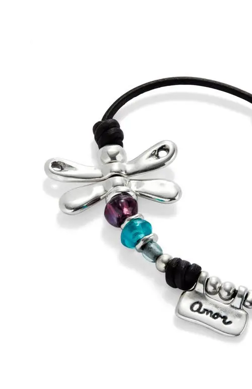 UNODE50 Dragonfly Charm Leather Bracelet