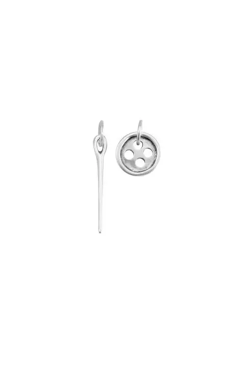 UNODE50 Button & Needle Earrings - Silver