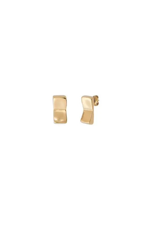 UNODE50 Rectangular Plate Earrings - Gold